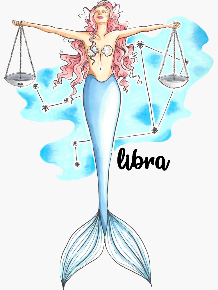 "Libra mermaid" Sticker by Eweglein | Redbubble