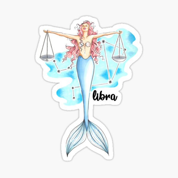 "Libra mermaid" Sticker by Eweglein | Redbubble