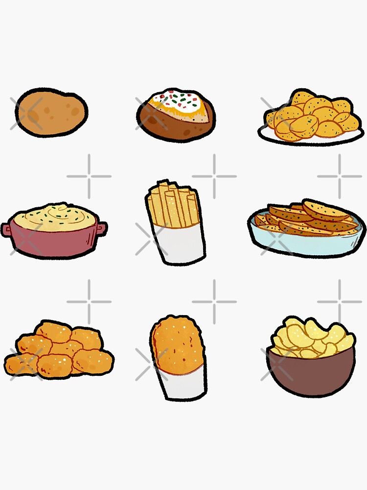 "Potato Food Set" Sticker for Sale by unicronpotato | Redbubble