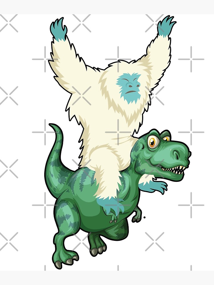 "big foot riding dinosaur" Poster for Sale by Mill8ion | Redbubble