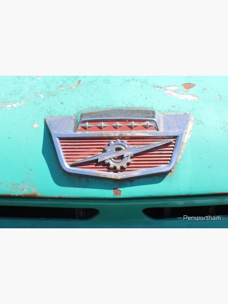 "Rusted Blue 1960's Ford Truck Emblem only - Thunderbolt" Sticker for ...