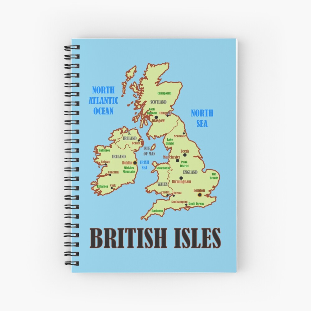 "British Isles Map" Spiral Notebook for Sale by Beery | Redbubble