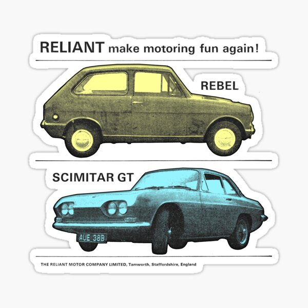 "RELIANT REBEL AND SCIMITAR" Sticker for Sale by ThrowbackMotors ...
