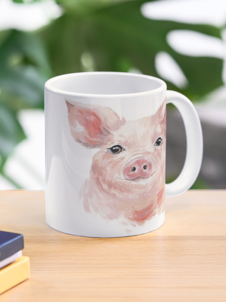 "Smiling Pig Portrait – Farm Animal Art" Coffee Mug for Sale by ...