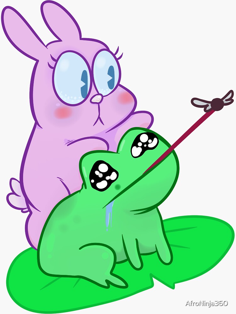 "rabbit and frog" Sticker by AfroNinja360 | Redbubble