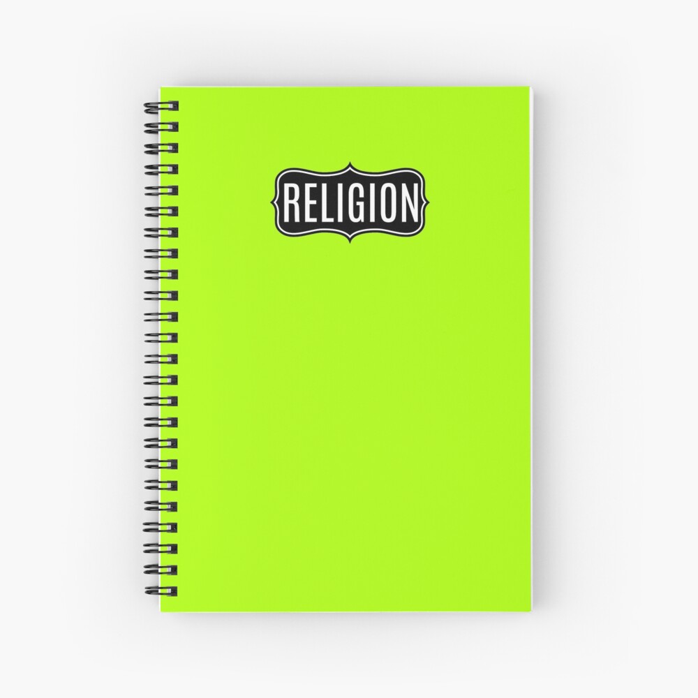 "religion label" Spiral Notebook for Sale by shopariana1993 | Redbubble