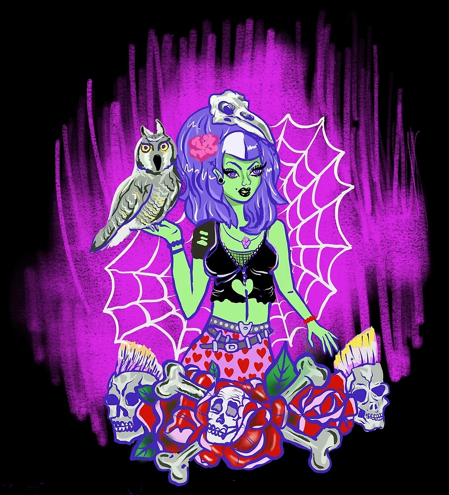 "Pyschobilly Rockabilly Punk Rock Pinup Girl" by lunaelizabeth | Redbubble