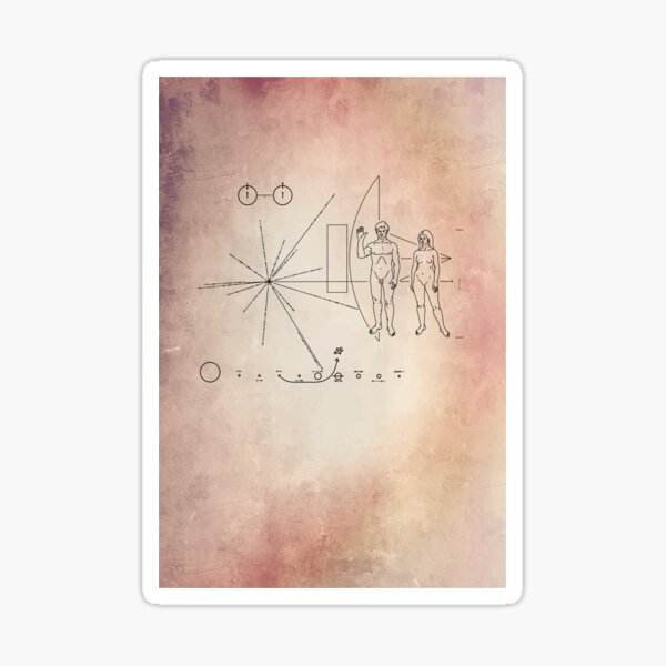"Nasa Space Probe Pioneer Plaque Old Style" Sticker by GraphicBazaar ...