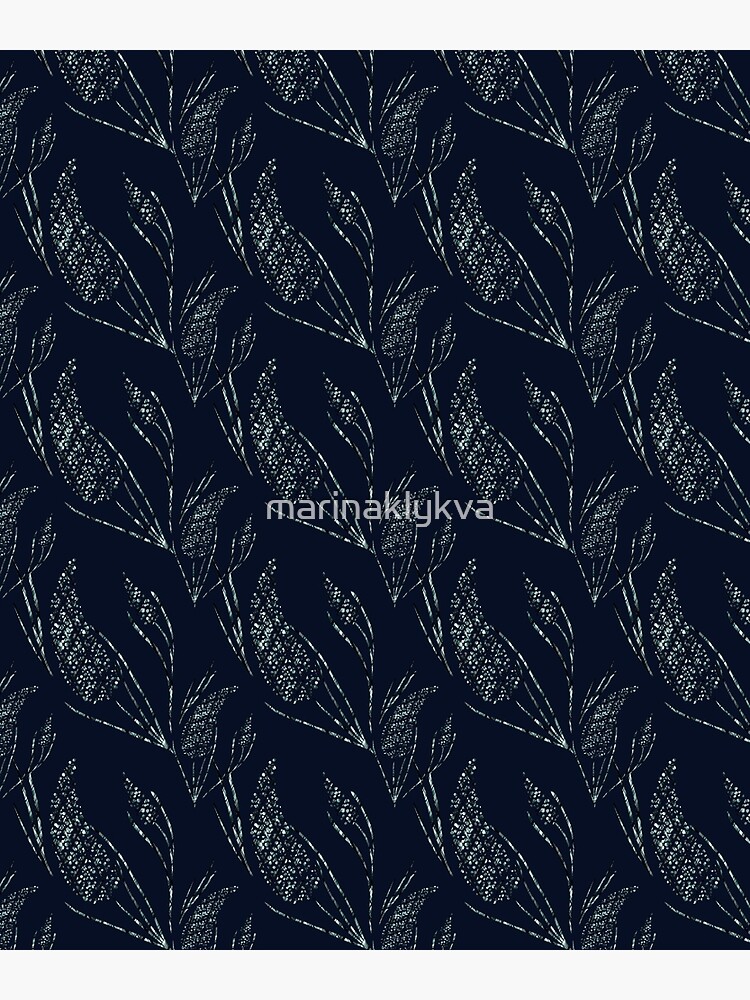 "Simple floral pattern dark blue background." Poster for Sale by ...