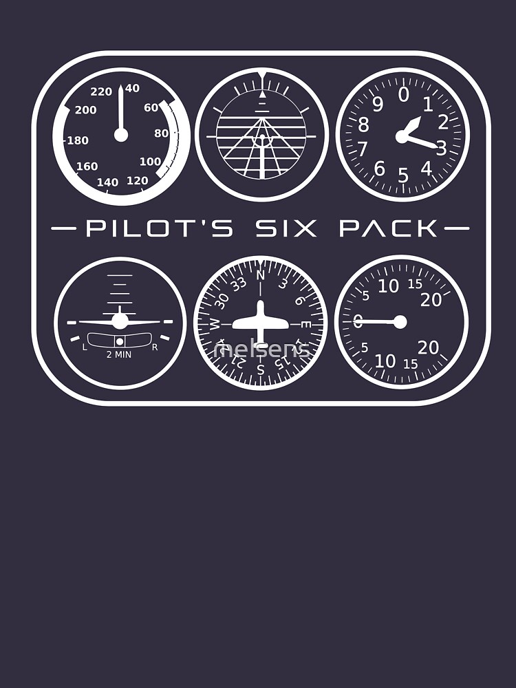 "Pilot's Six Pack | Flight Instruments Aviation" T-shirt for Sale by ...