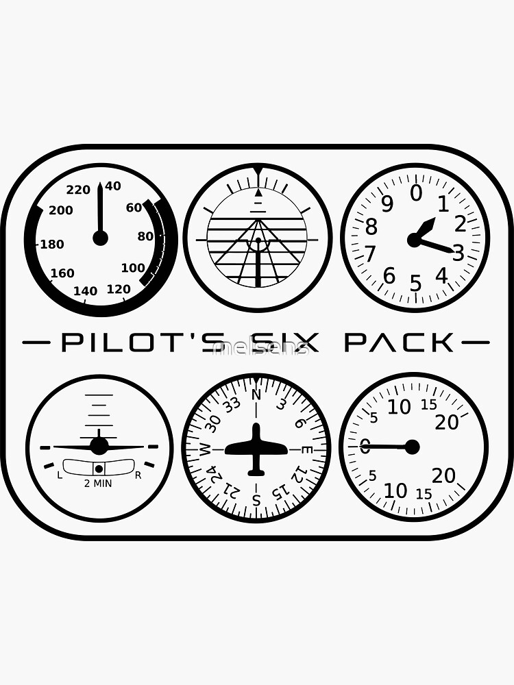 "Pilot's six pack - Pilot airplane gift" Sticker for Sale by melsens ...