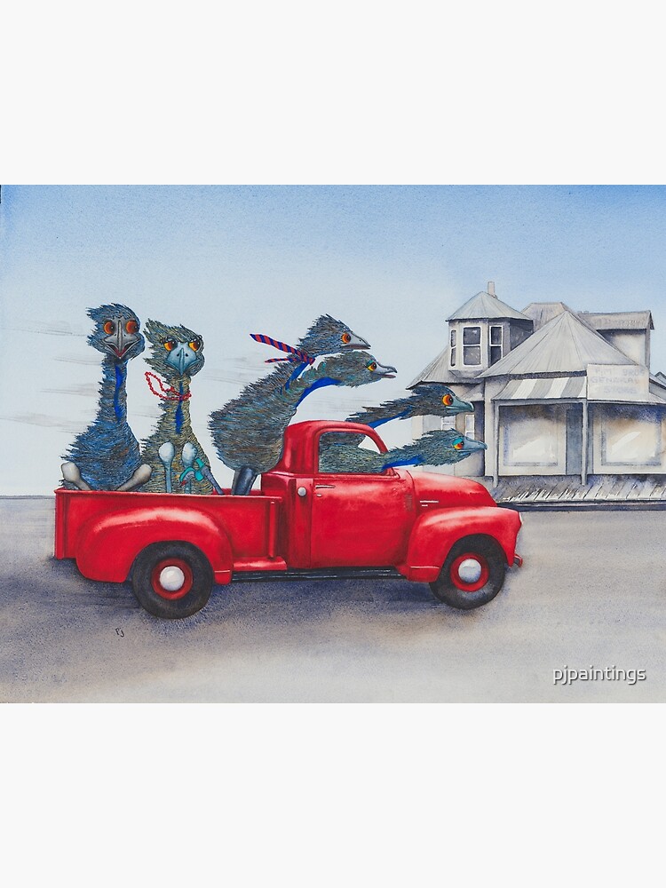 "Red Ute" Poster by pjpaintings | Redbubble