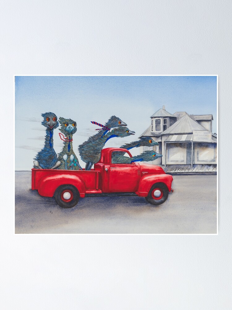 "Red Ute" Poster by pjpaintings | Redbubble
