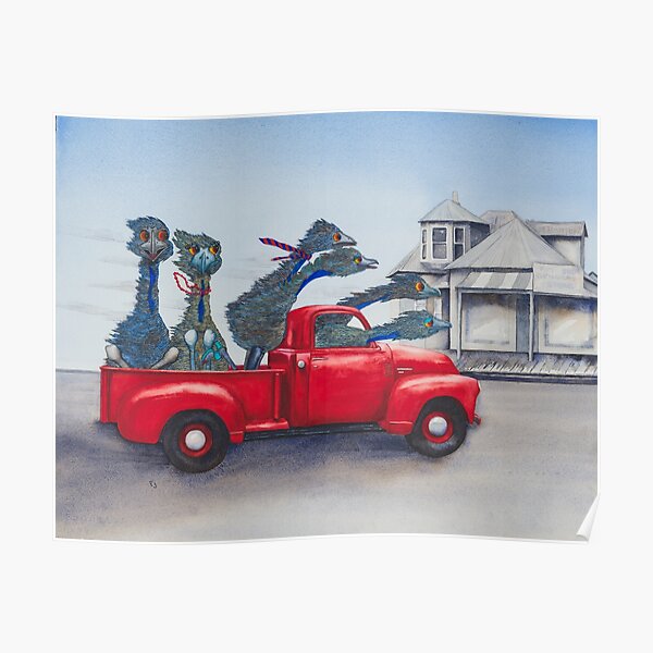 "Red Ute" Poster by pjpaintings | Redbubble