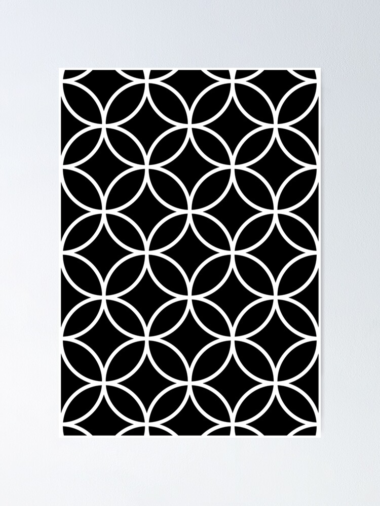 "Interlinking Circles Pattern White on Black" Poster by NataliePaskell ...