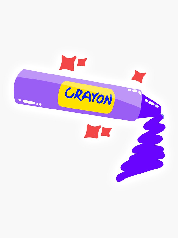 "Cute Purple Crayon Illustration | Fun Kids Art Supply Design" Sticker ...