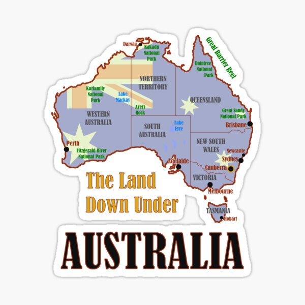 "Australia Map + Flag" Sticker for Sale by Beery | Redbubble