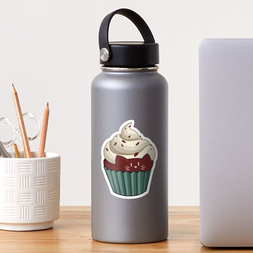 "Red Velvet Cupcake Cat" Sticker for Sale by PricklyPearShop | Redbubble