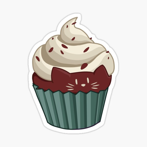 "Red Velvet Cupcake Cat" Sticker for Sale by PricklyPearShop | Redbubble