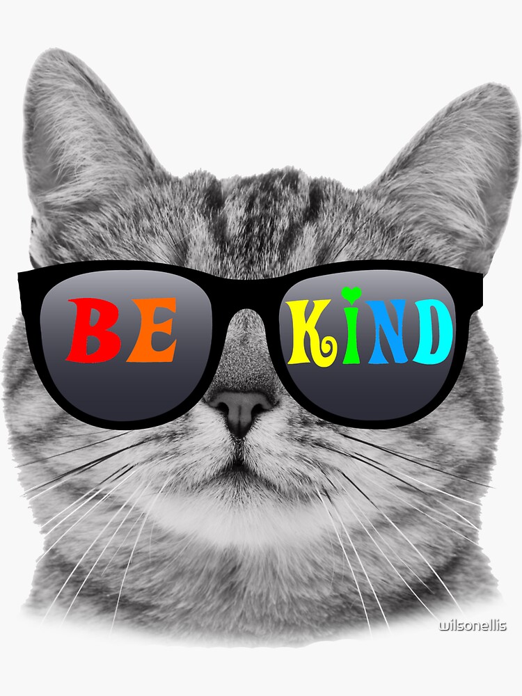 "Choose to Be Kind Cat" Sticker by wilsonellis | Redbubble