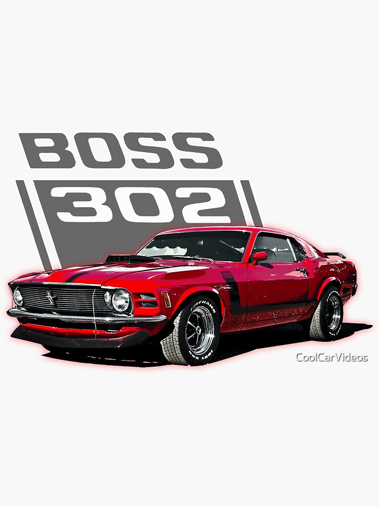 "Boss 302 Mustang '70 red" Sticker for Sale by CoolCarVideos | Redbubble