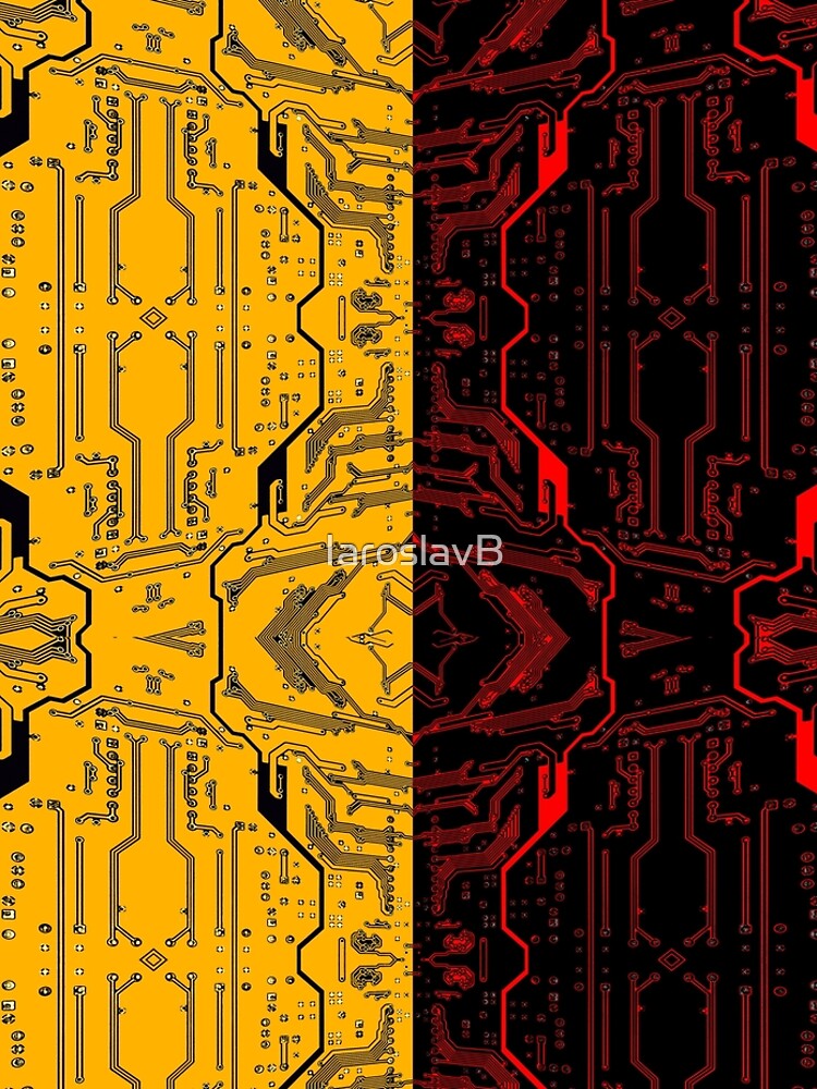 "Red and yellow circuit board pattern.Abstract technology background ...
