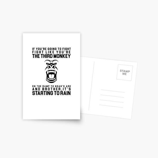 "Fight Like The Third Monkey On Noah's Ark V5" Postcard for Sale by ...