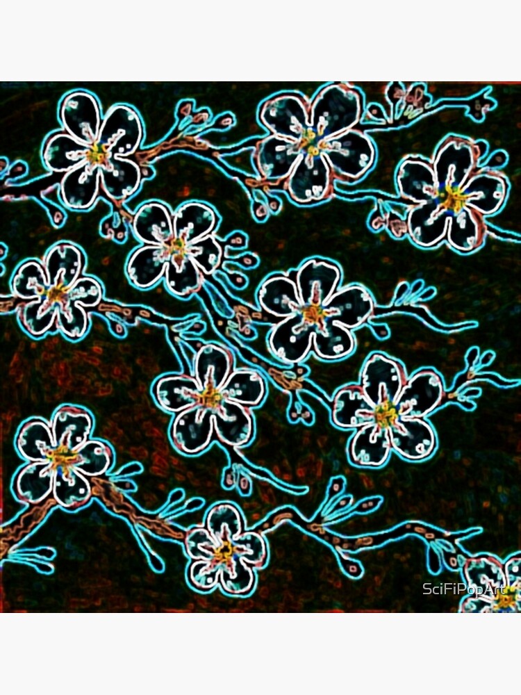 "Neon Cherry Blossoms" Poster for Sale by SciFiPopArt | Redbubble
