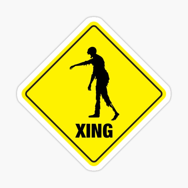 "Zombie Crossing - Zombie Xing" Sticker by Rarendipity | Redbubble