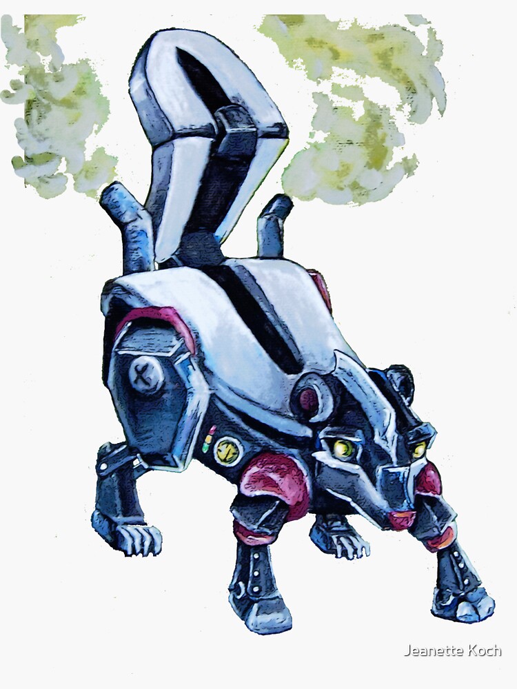 "Pew, The Robot Skunk" Sticker for Sale by justafriend | Redbubble