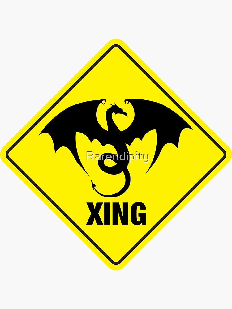"Dragon Crossing - Dragon Xing" Sticker by Rarendipity | Redbubble