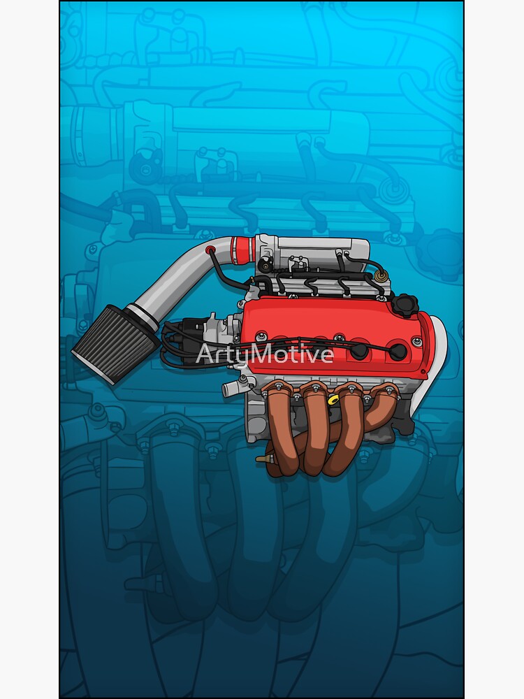 "D16 engine with background " Sticker for Sale by ArtyMotive | Redbubble