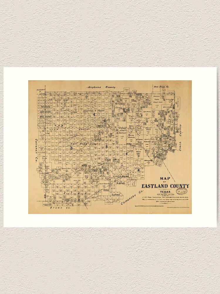 "Map of Eastland County, Texas (1879)" Art Print for Sale by allhistory ...