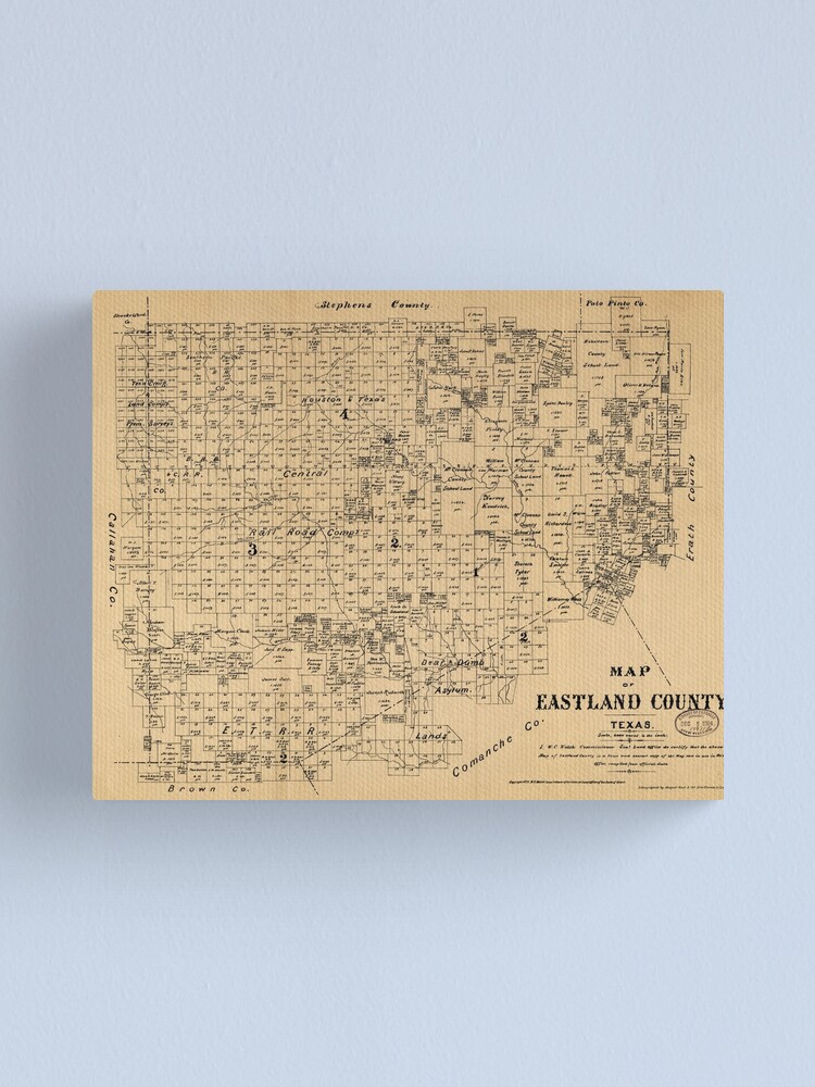 "Map of Eastland County, Texas (1879)" Canvas Print for Sale by ...