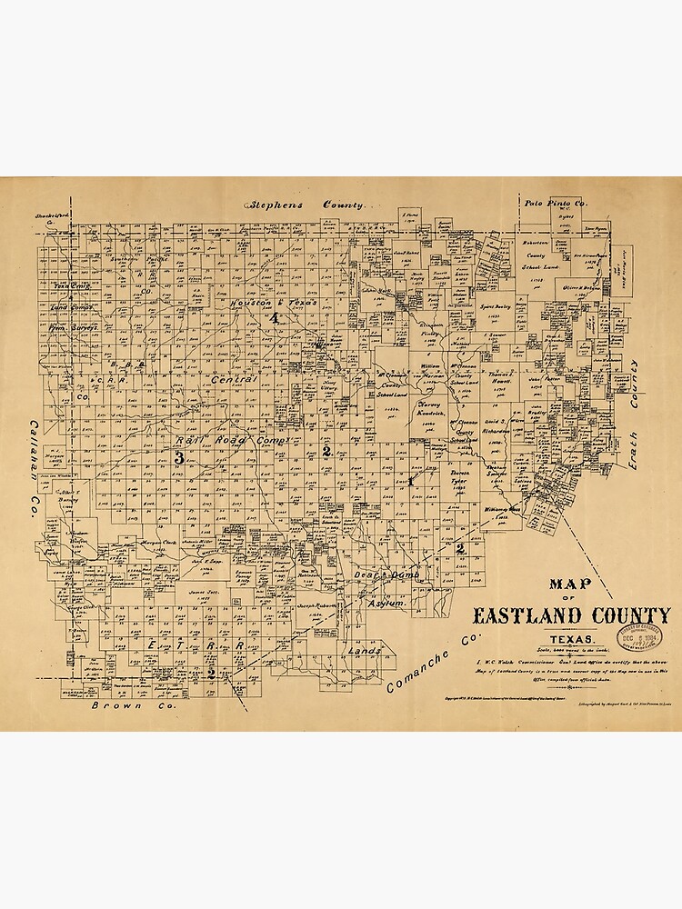 "Map of Eastland County, Texas (1879)" Canvas Print for Sale by ...