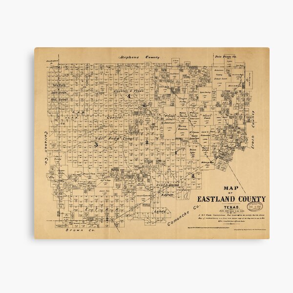 "Map of Eastland County, Texas (1879)" Canvas Print for Sale by ...