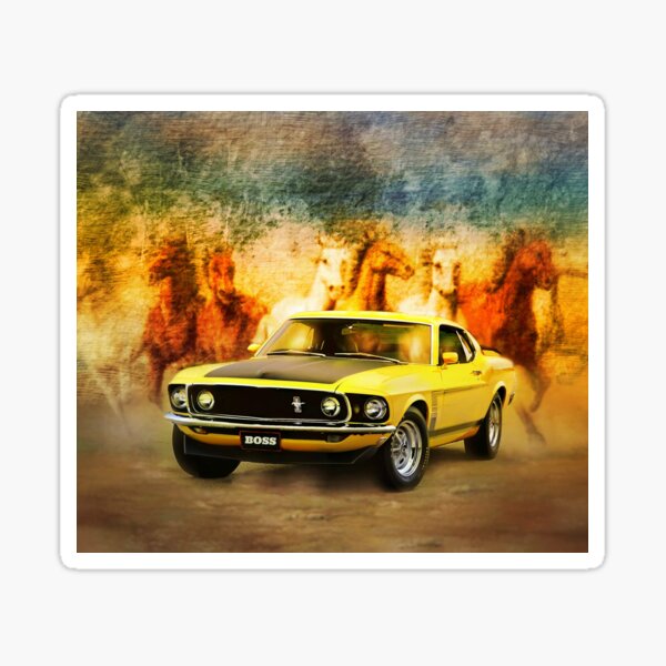 "Ford Mustang Boss" Sticker by TALLDRIVER | Redbubble