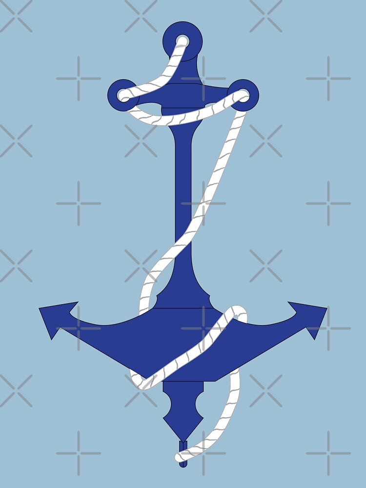 "Navy Blue Anchor with White Rope" T-shirt by Sketchbrooke | Redbubble