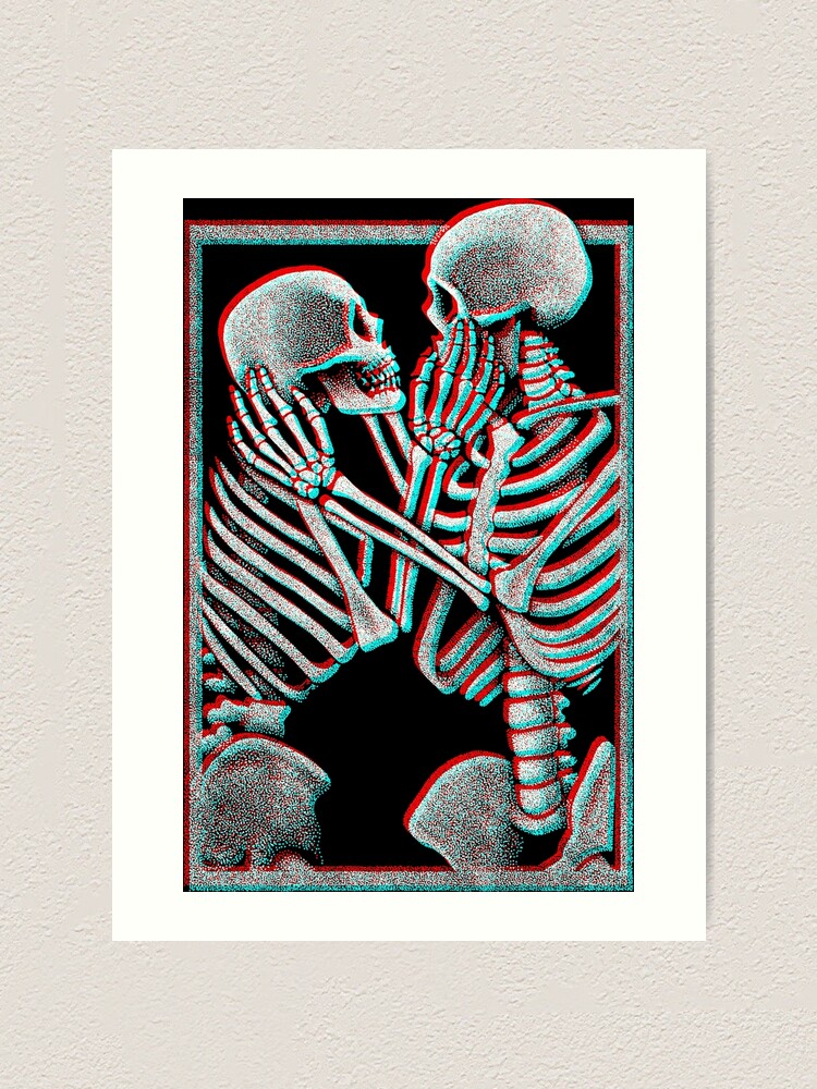 "3D Skeleton Lovers" Art Print by GrizzlyGaz | Redbubble