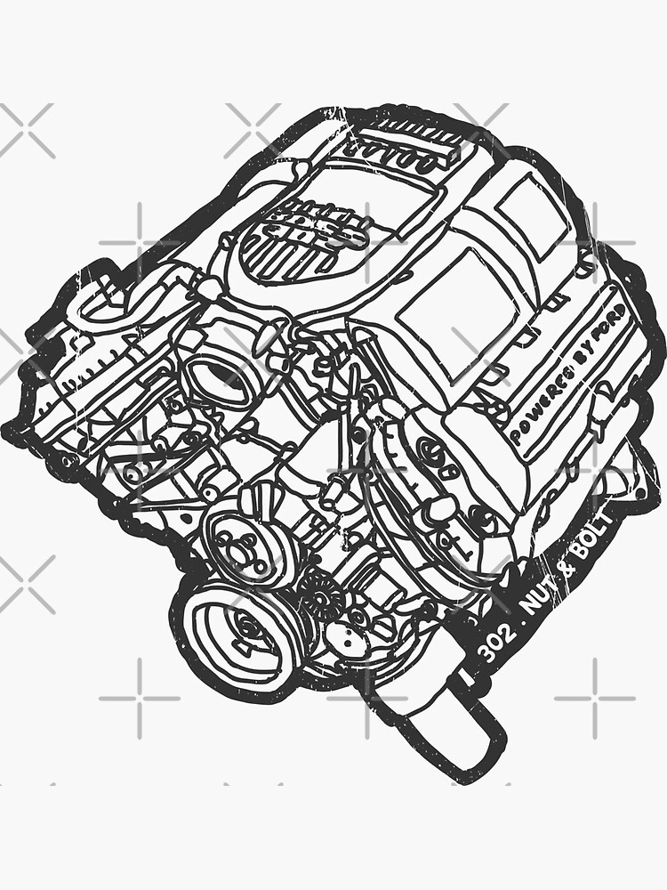 "Ford Mustang Boss 302 V8 Engine" Sticker for Sale by nutandbolt ...