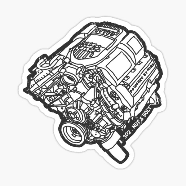 "Ford Mustang Boss 302 V8 Engine" Sticker for Sale by nutandbolt ...