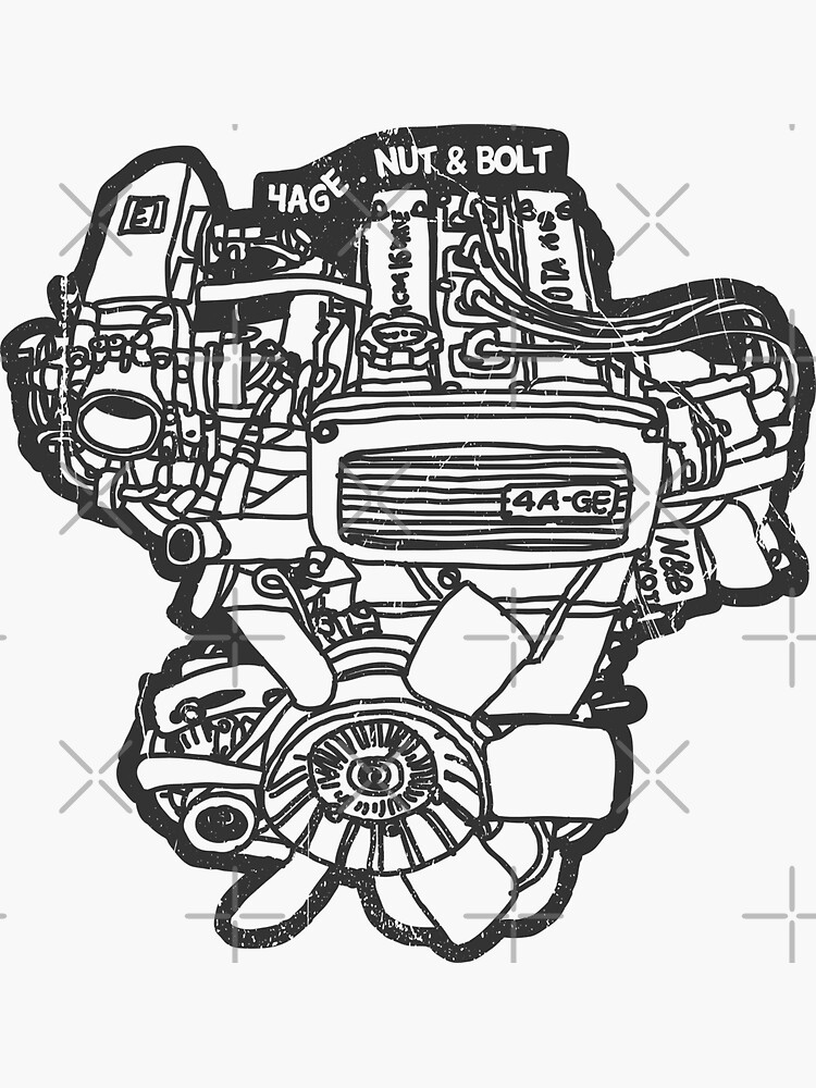 "Toyota AE86 Corolla Levin Sprinter Trueno 4AGE Engine" Sticker by ...