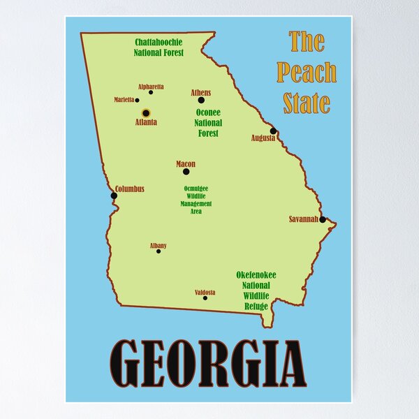 "Georgia Map" Poster for Sale by Beery | Redbubble