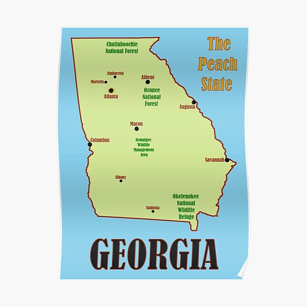 "Georgia Map" Poster for Sale by Beery | Redbubble