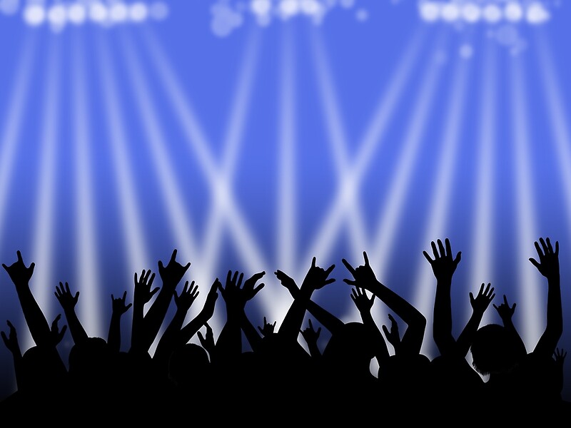 "Dancing Crowd With Blue and White Lights" by MarkUK97 | Redbubble