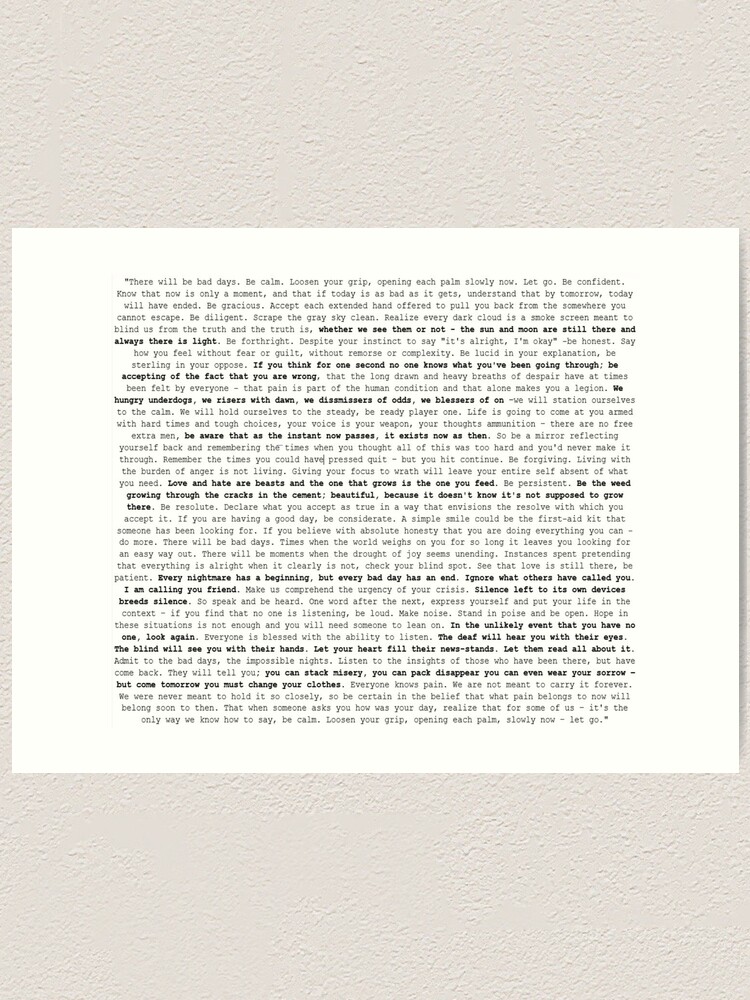 "instructions for a bad day" Art Print for Sale by sjnastri | Redbubble