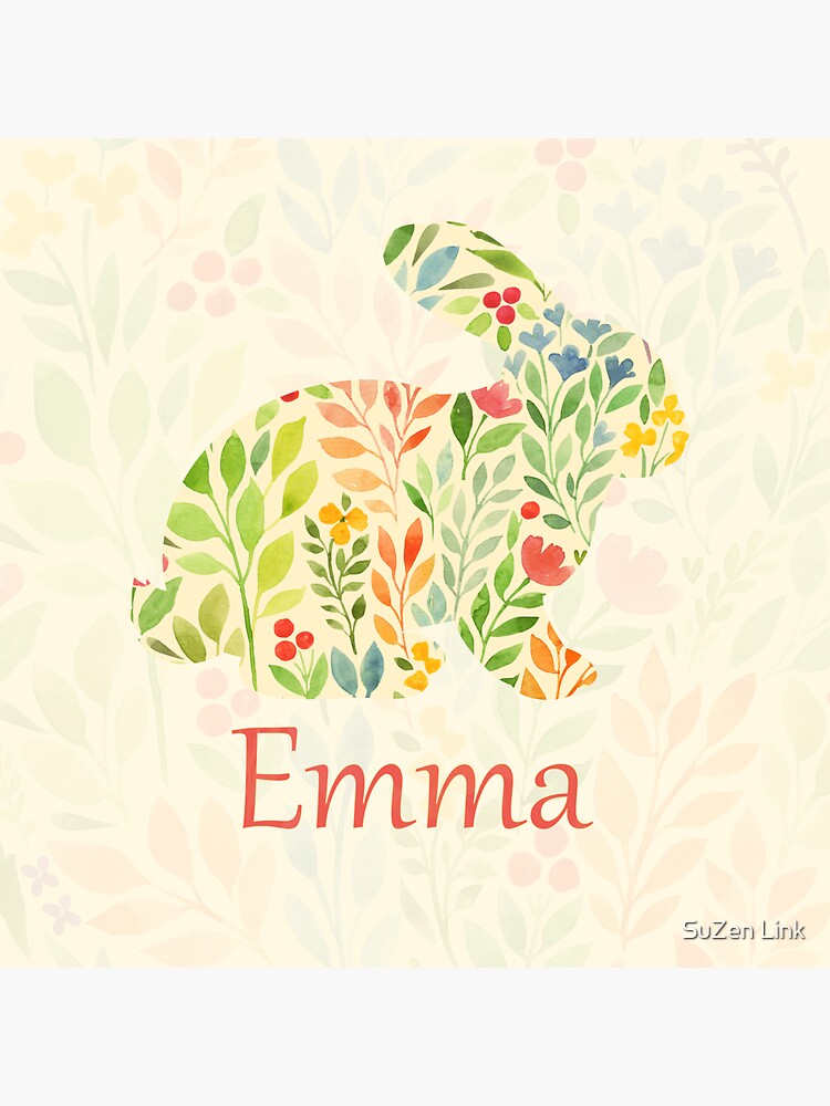 "Floral Rabbit Emma" Sticker for Sale by link2sue | Redbubble