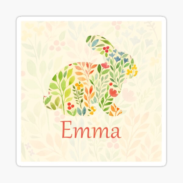 "Floral Rabbit Emma" Sticker for Sale by link2sue | Redbubble