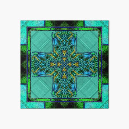 Lámina rígida «Cruz céltica del vitral en aguamarina y verde» de ...