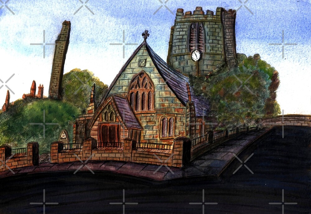 "172 - SAINT CUTHBERT'S CHURCH, BLYTH - DAVE EDWARDS - WATERCOLOUR ...